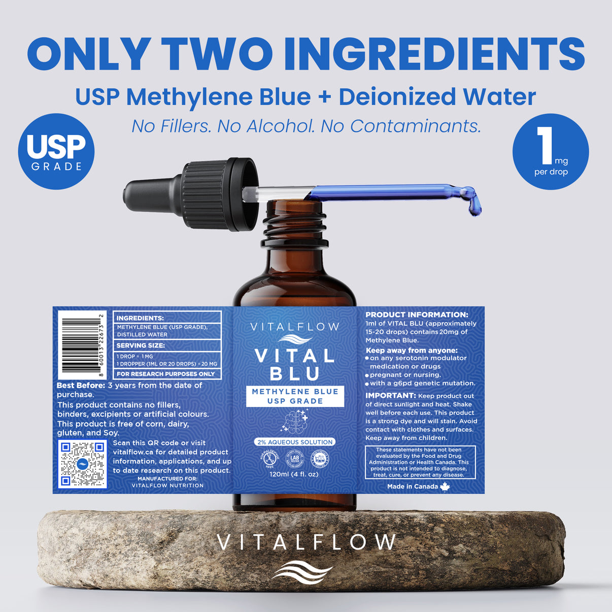 VITAL BLU 2% High Concentrate USP Grade Methylene Blue – VitalFlow